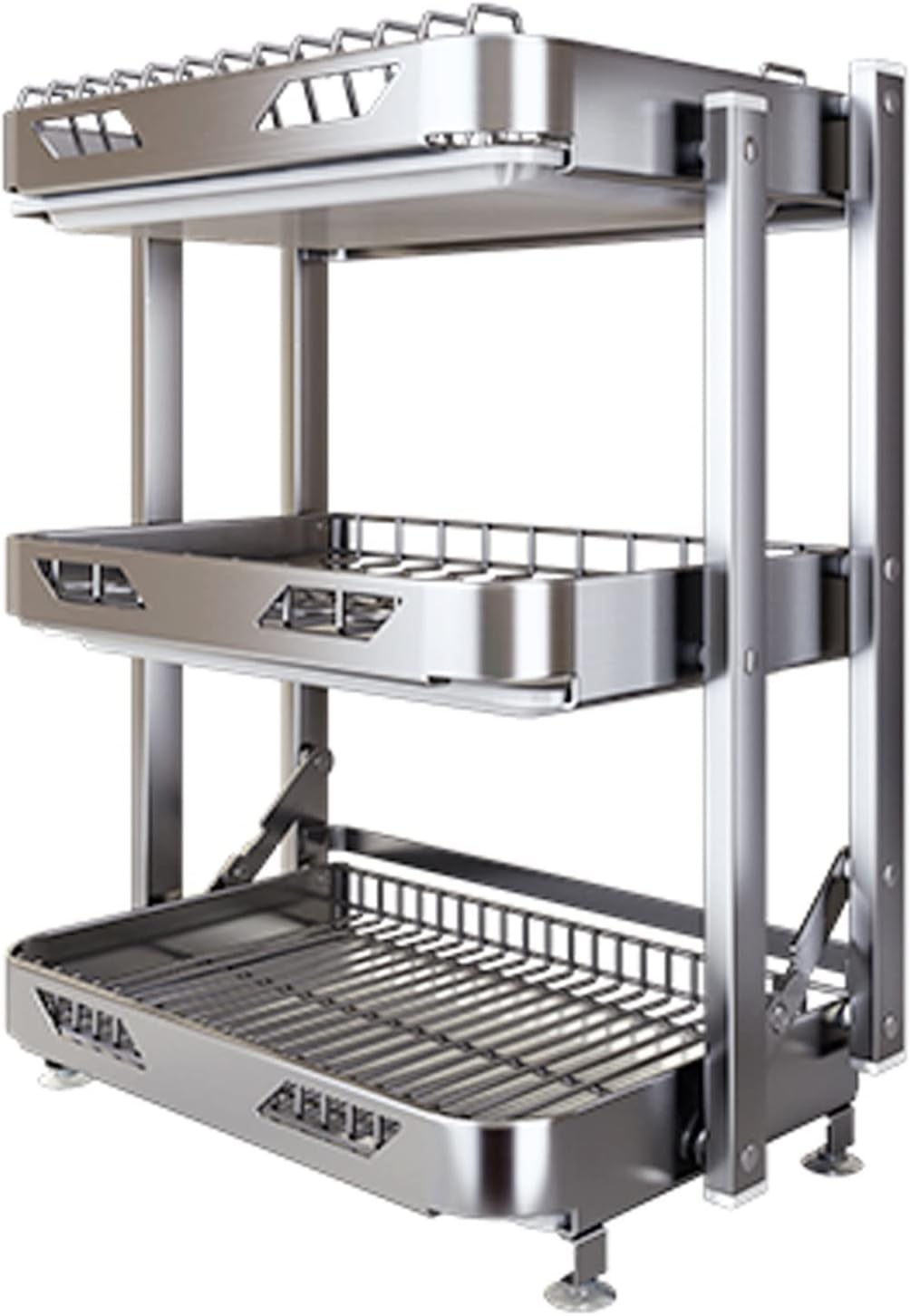 Amazon.com - Foldable Dish Rack,Dish Rack, 304 Stainless Steel 3 Tier ...