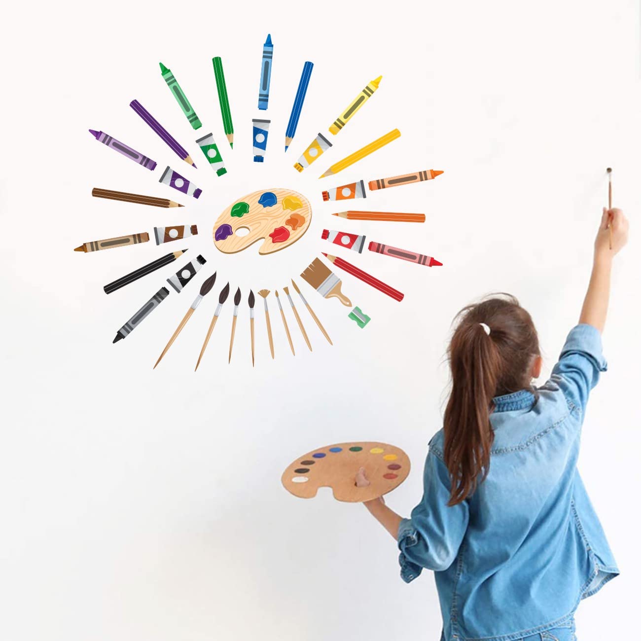 Snapklik.com : Colorful Art Supplies Crayon Wall Decal, Watercolor ...