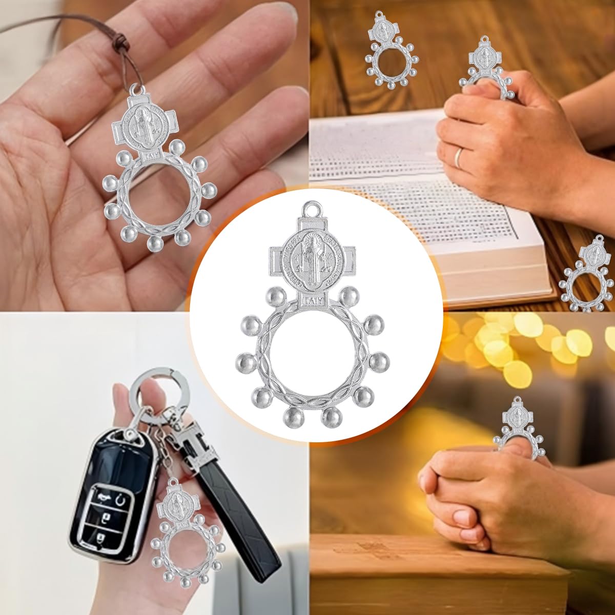 Snapklik.com : KOMI 24 PCS Bulk Catholic Finger Rosary Ring