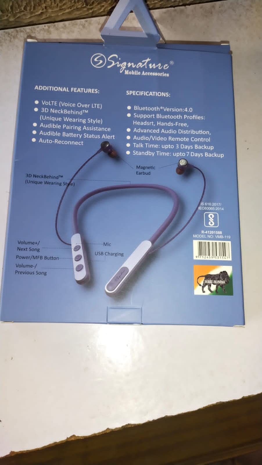 Signature Neckband 72 Hrs Backup Bluetooth 4.0 Wireless In Ear with ...