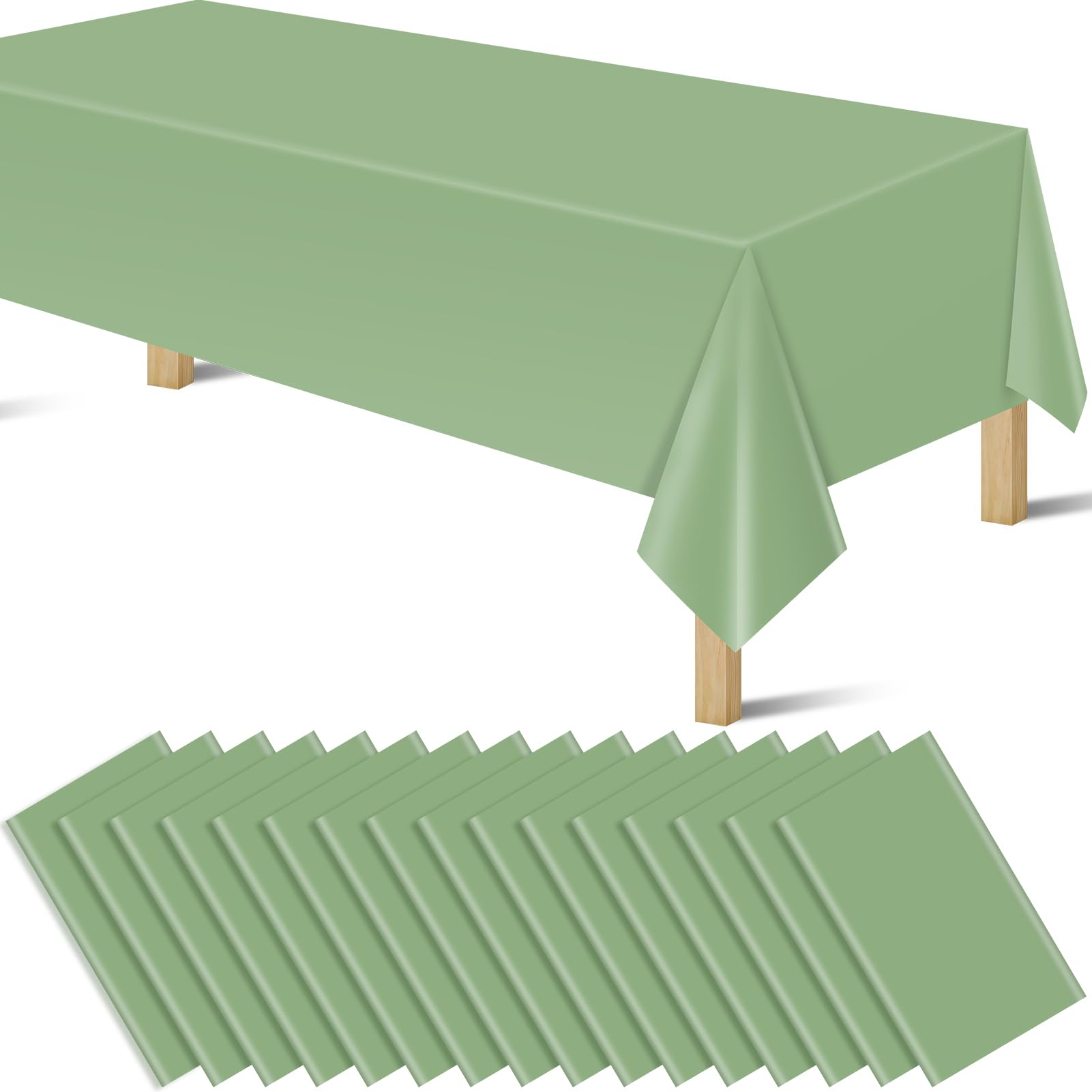 Amazon.com: 16Pcs Sage Green Plastic Tablecloths for Rectangle Tables ...