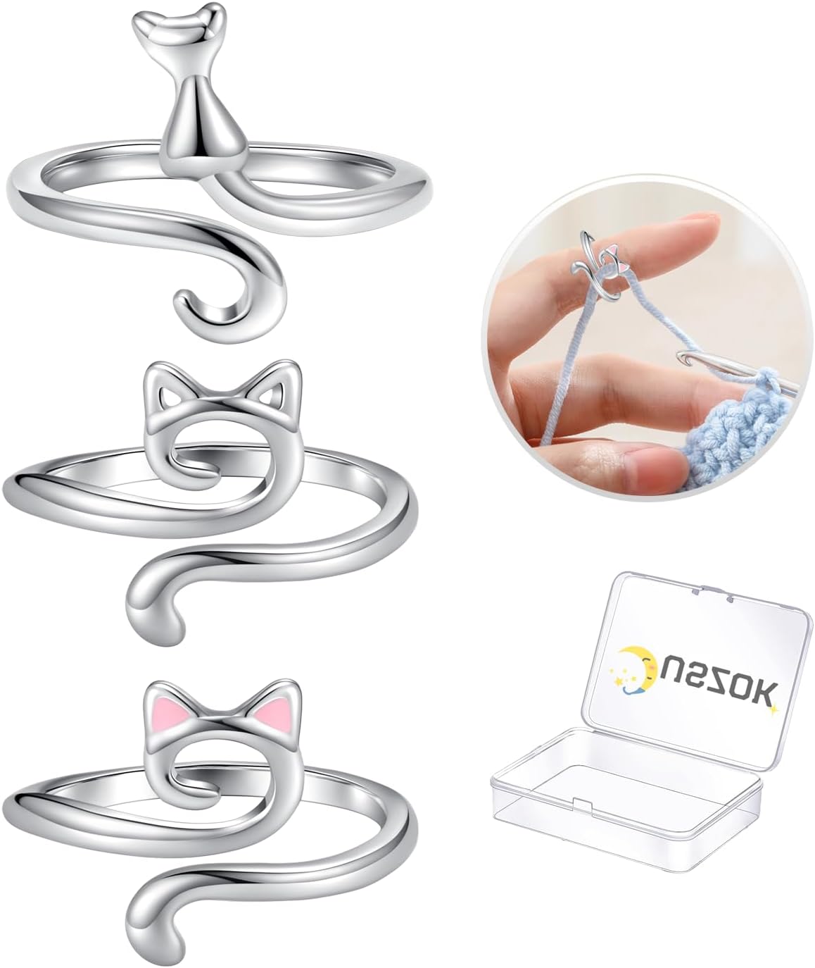 Amazon.com: Juszok Crochet Rings for Crocheting Adjustable Crochet ...
