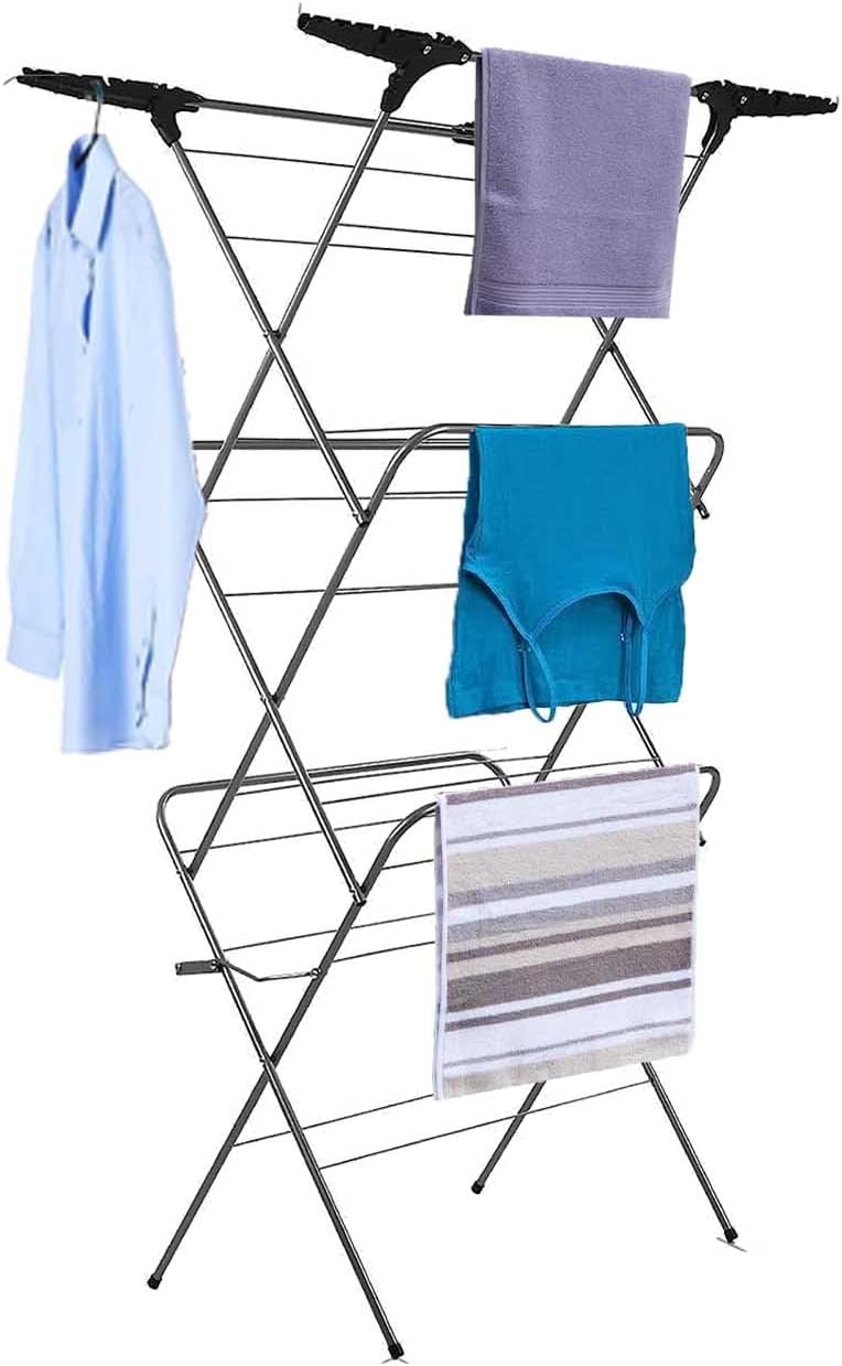 rynli 3 Tier Clothes Airer – Lightweight and Durable Foldable Space ...