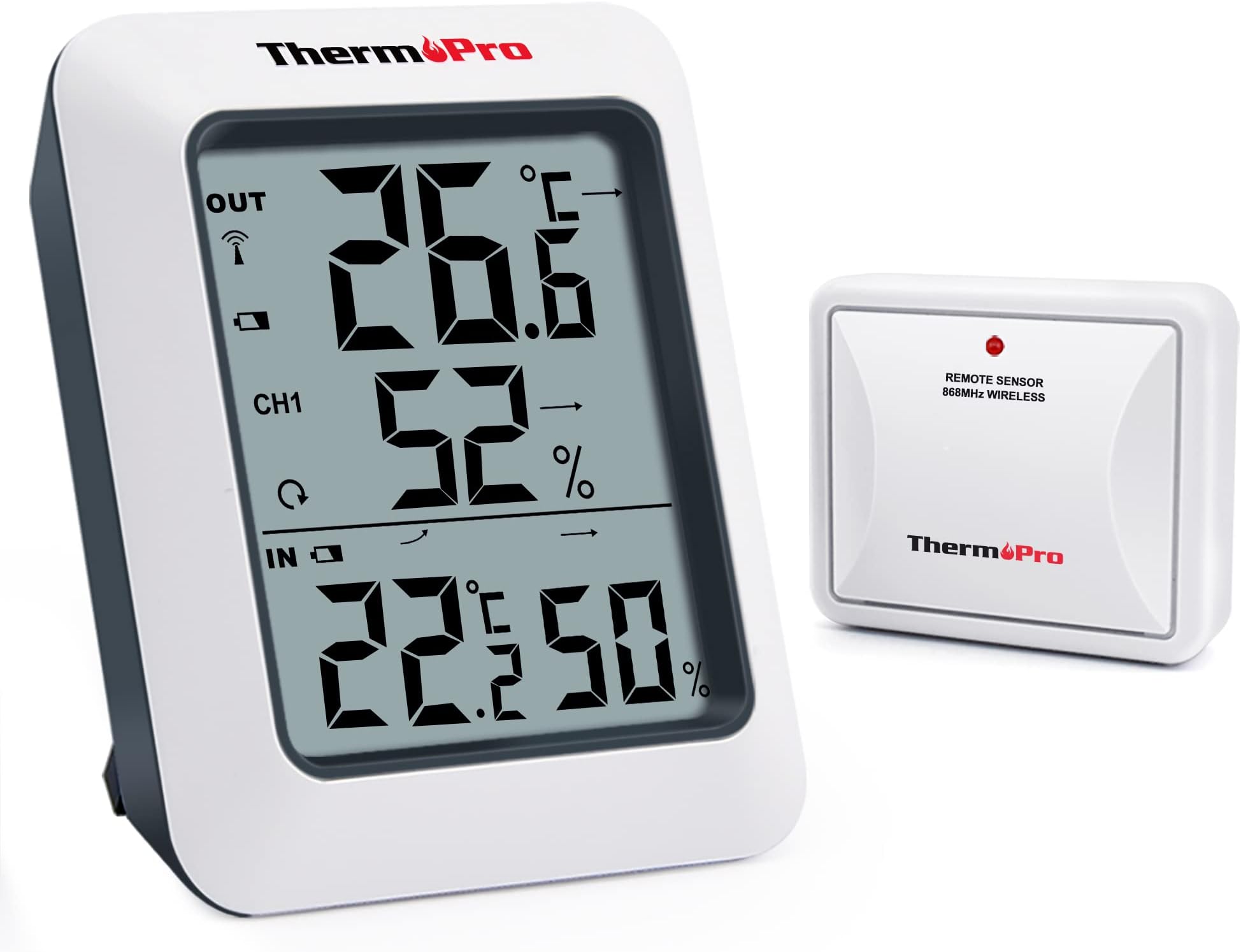 ThermoPro TP60S Wireless Room Thermometer Indoor Outdoor Digital Room ...
