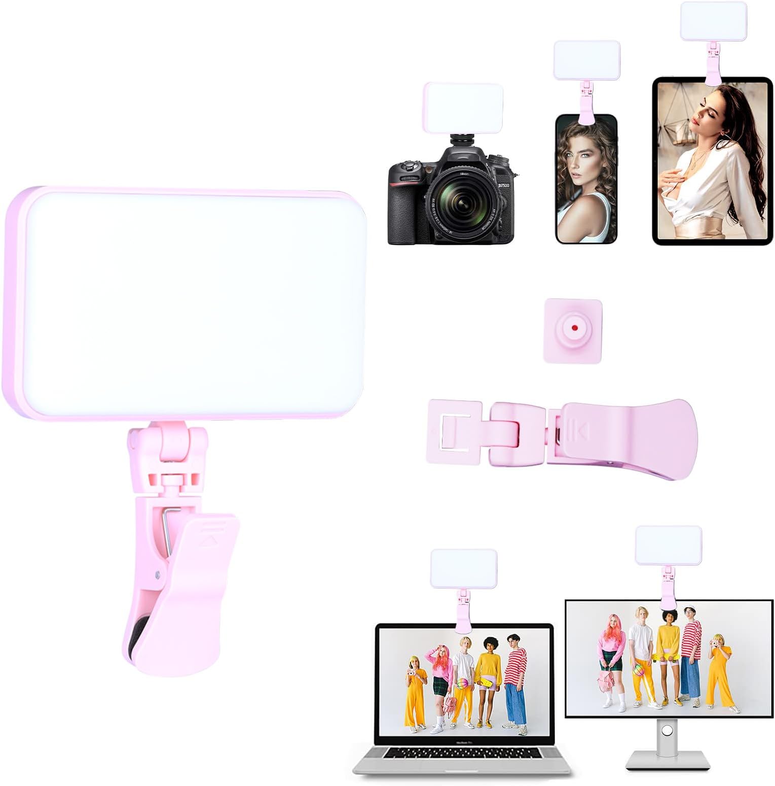 Amazon.com: Zhaoray Pink Selfie Light with Phone Light Clip,80led ...