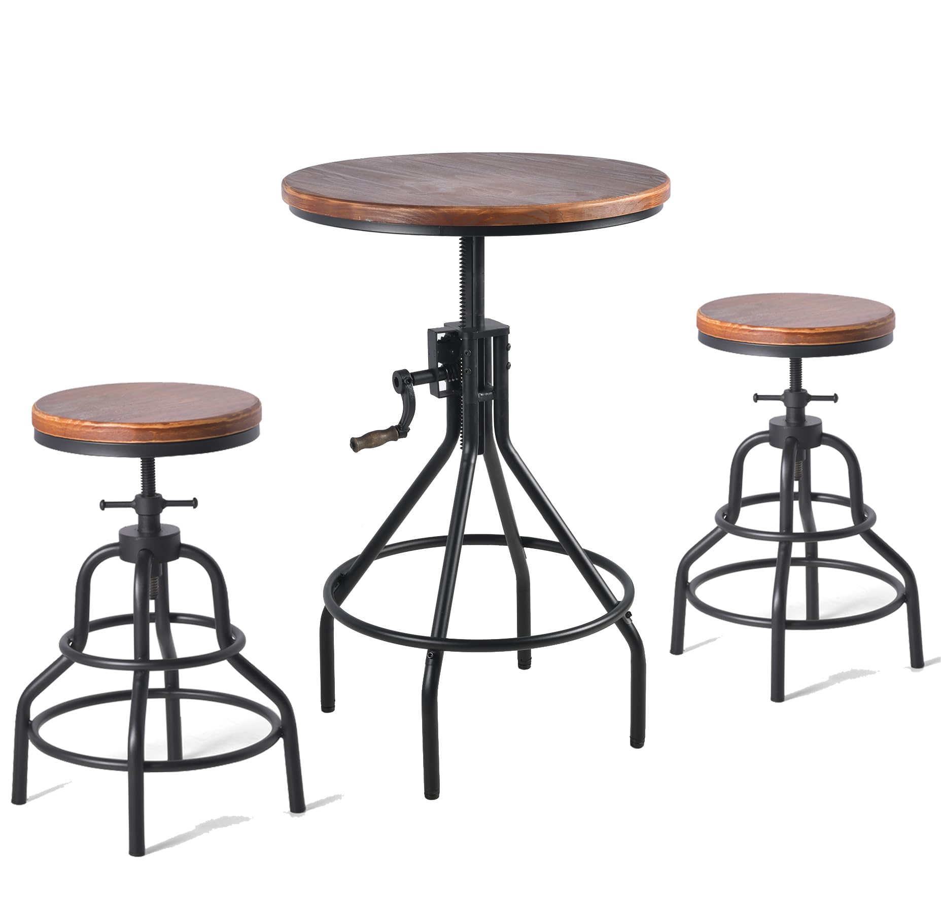 Amazon.com - 3-Piece Crank Handle Bar Table & Stools Set, Height ...