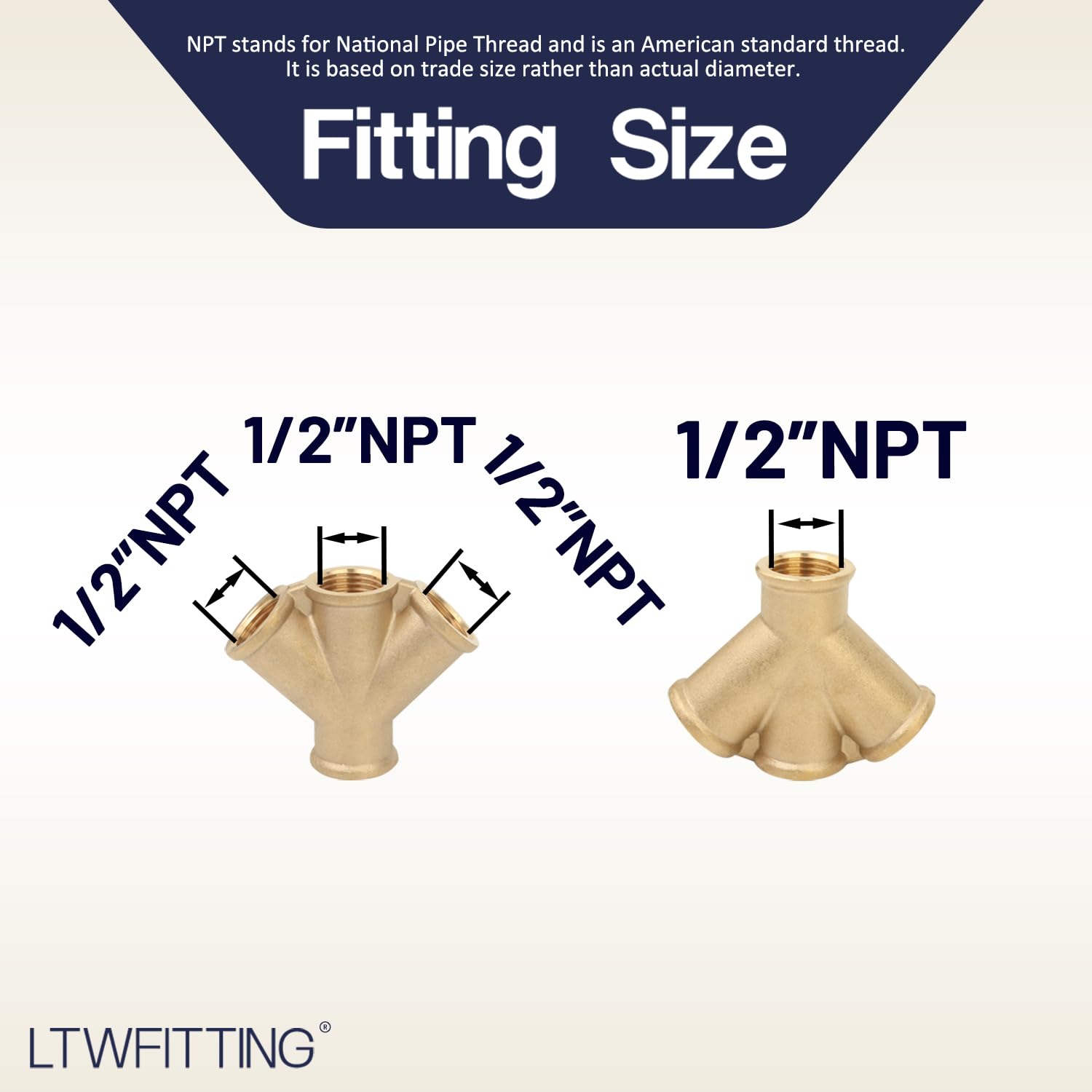 Snapklik.com : LTWFITTING Brass Pipe Female 4 Way Y Cross Fitting 1/2 ...