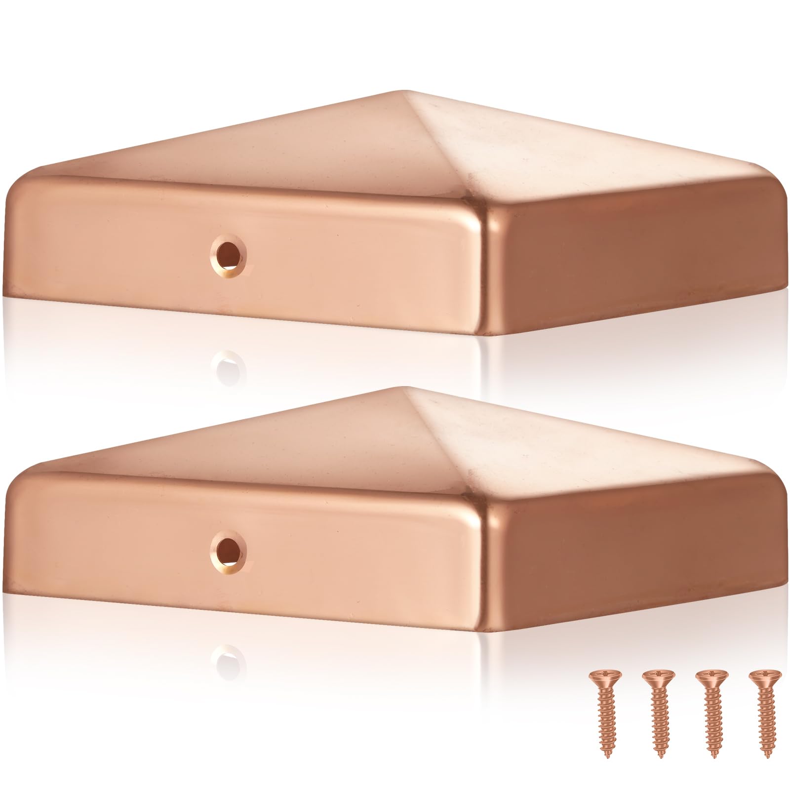 Tandefio 2 Pcs 5.5x5.5'' Solid Copper Post Cap Fence Post Caps Pyramid ...