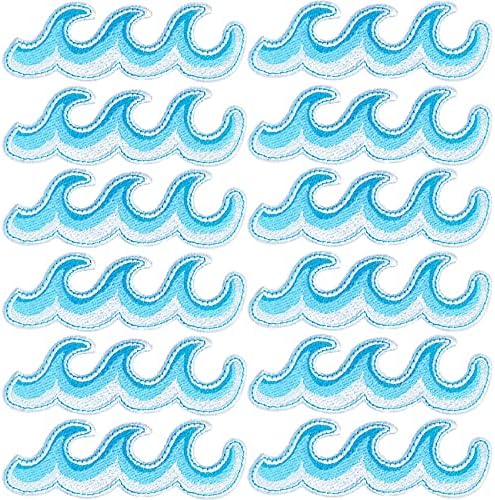 Amazon.com: 20pcs Ocean Wave Embroidered Patches Blue Sea Wave Iron on ...