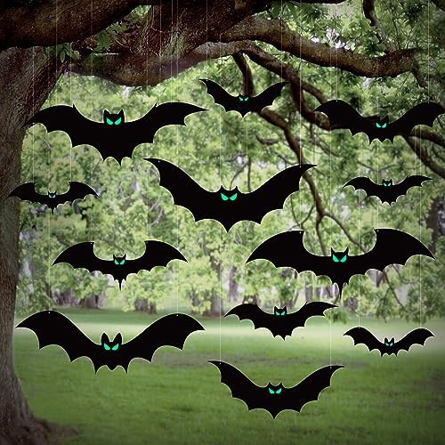 Amazon.com : OuMuaMua Hanging Bats Halloween Decorations Outdoor ...