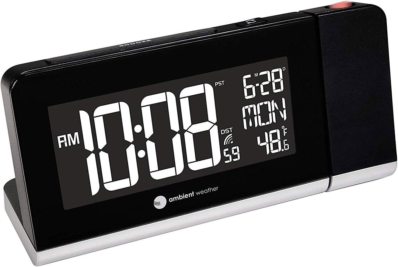 Ambient Weather RC-8465 Projection Alarm Clock with 256 Color Changing ...