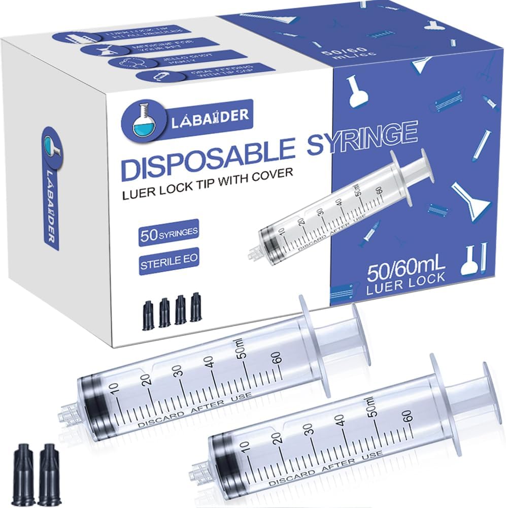 Amazon.com: 60CC Syringe Only with Luer Lock Tip - 25 Syringes Without ...