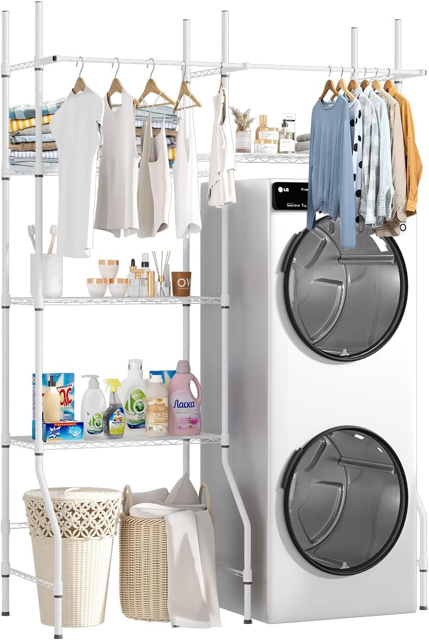 Amazon.com: YORKING Clothes Drying Rack, Over The Washer and Dryer ...