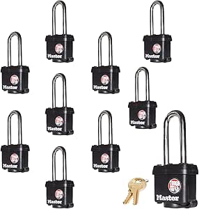 Master Lock (10) Keyed Alike Padlocks w/Thermoplastic Coating and 2 ...