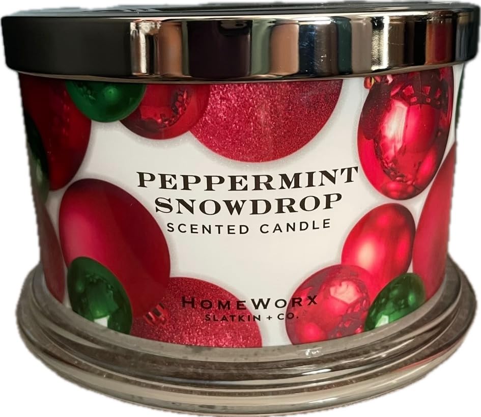 Amazon.com: HomeWorx Peppermint Snowdrop 4 Wick 18 Oz Candle Notes of ...