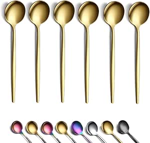 Amazon.com: Kyraton Juego de 6 cucharas de café de acero inoxidable ...