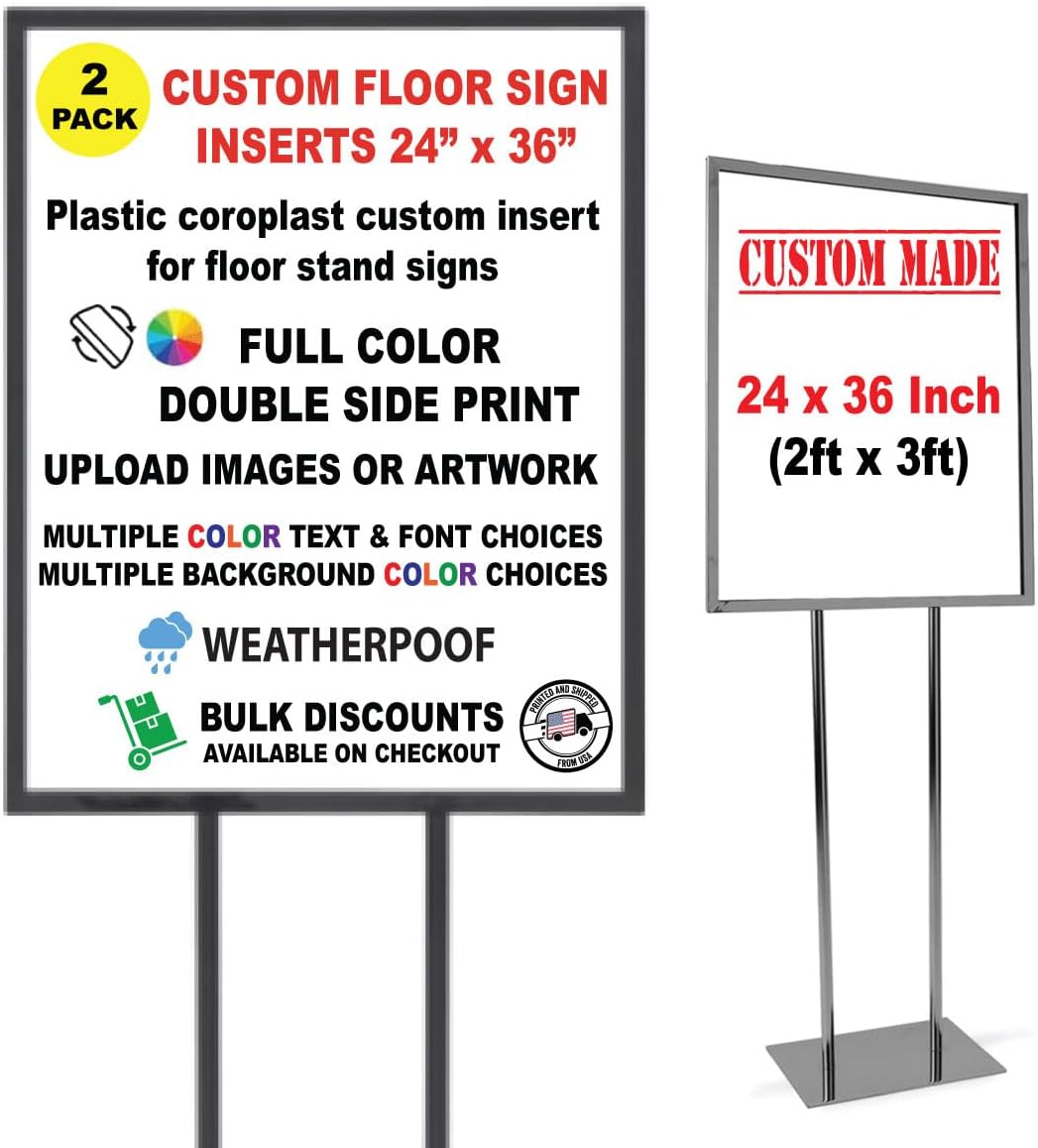 Amazon.com : Custom Floor Stand Sign Frame Inserts, 24 x 36 inch ...