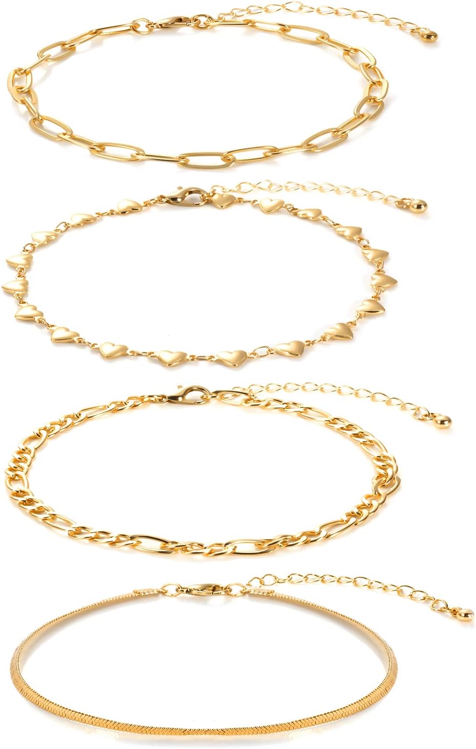 Amazon.com: LUTER 4pcs Ankles for Women Set, Adjustable Fashion Anklet Bracelets Gold Ankle ...