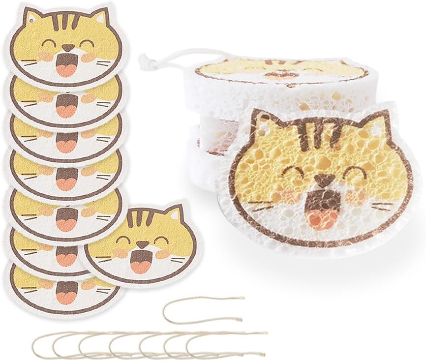 Amazon.com: Set of 4 Cute cat Shape Dishwashing Sponge Cleaning Sponge ...