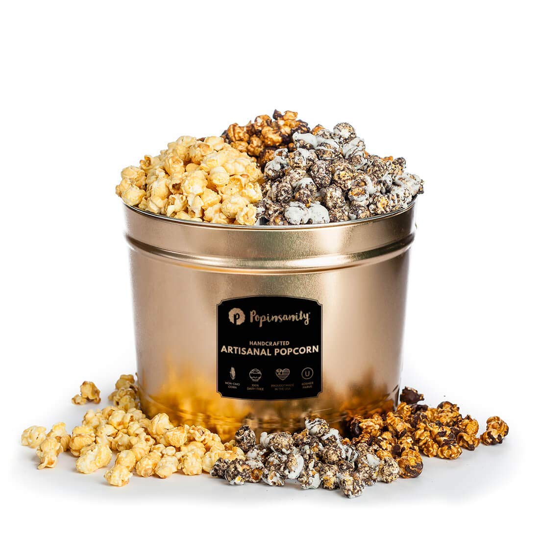 Amazon.com: Popinsanity Gourmet Popcorn 2 Gallon Tin Overflowing w/3 ...