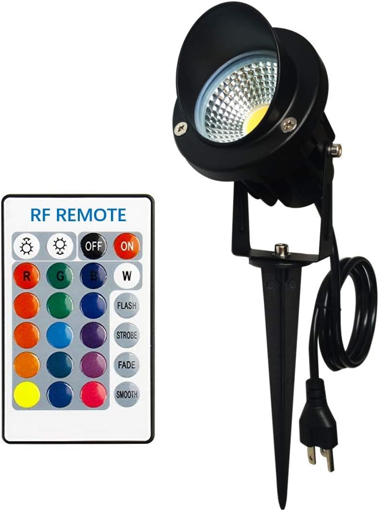 Color LED Outdoor Landscape Spotlight Remote 10W RGB Waterproof Spot ...