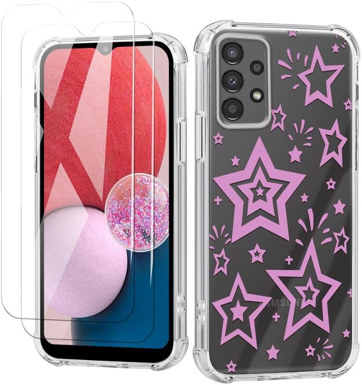 Amazon.com: Yomjew Clear Pink Stars Case for Samsung Galaxy A13 4G 6.6 ...