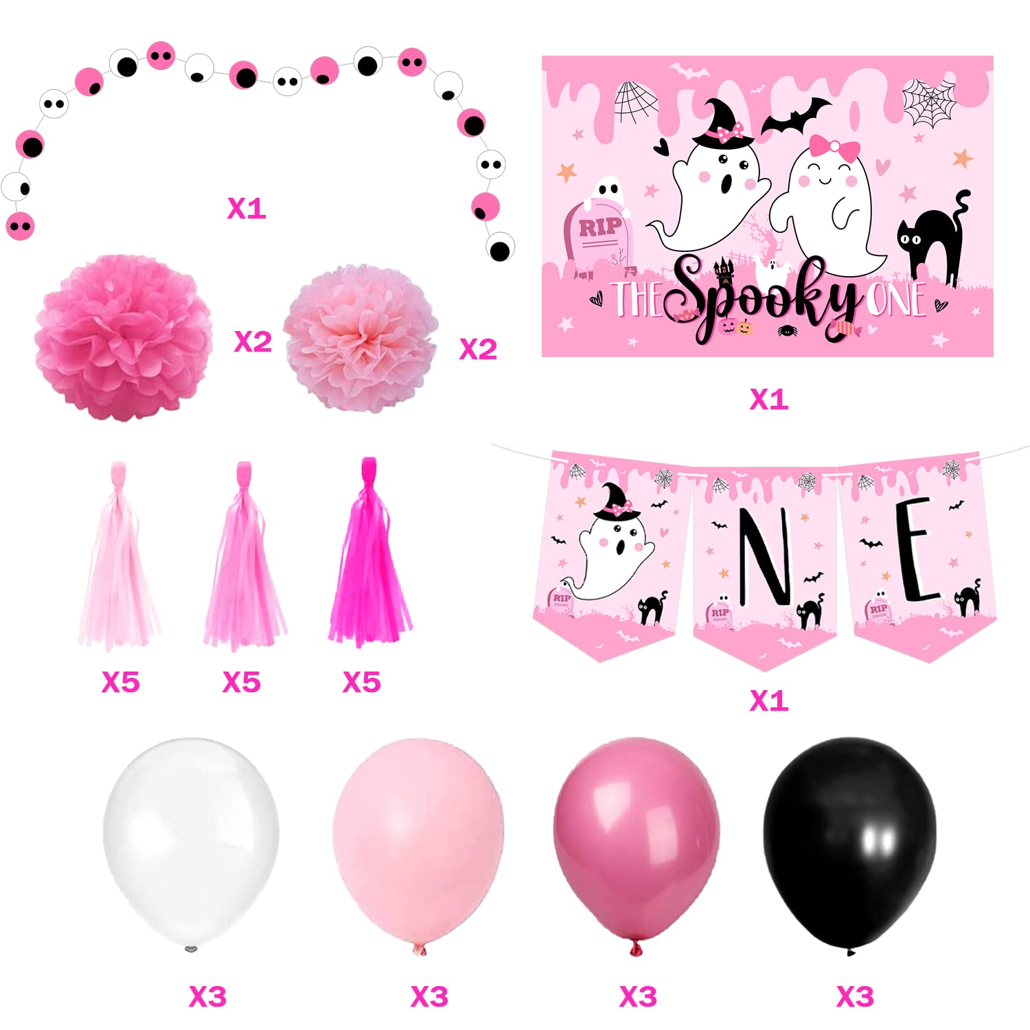 Snapklik.com : Pink Halloween 1st Birthday Party Decorations Spooky One ...