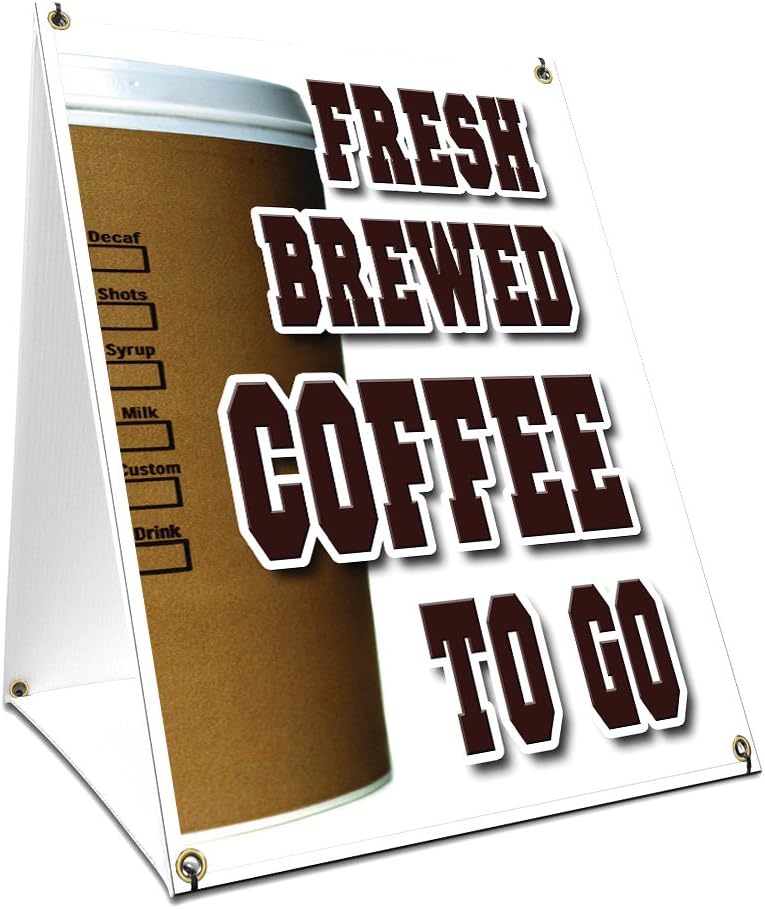 Amazon.com: A-Frame Sidewalk Fresh Brewed Coffee to Go Sign with ...