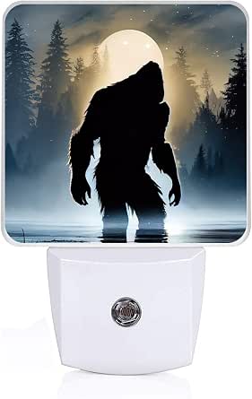 GANTINIR Funny Bigfoot Sasquatch Night Light, Plug-into Forest Moon ...