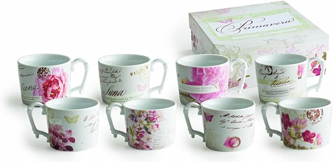 Amazon.com | Rosanna Set of 4 Primavera Baroque Mugs, Assorted, 12-Oz ...