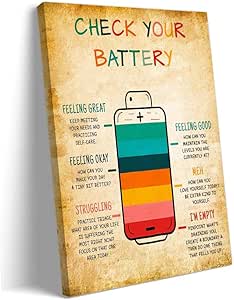 Amazon.com: Yelowcaq Feelings Chart Wall Art Prints Check Your Battery ...