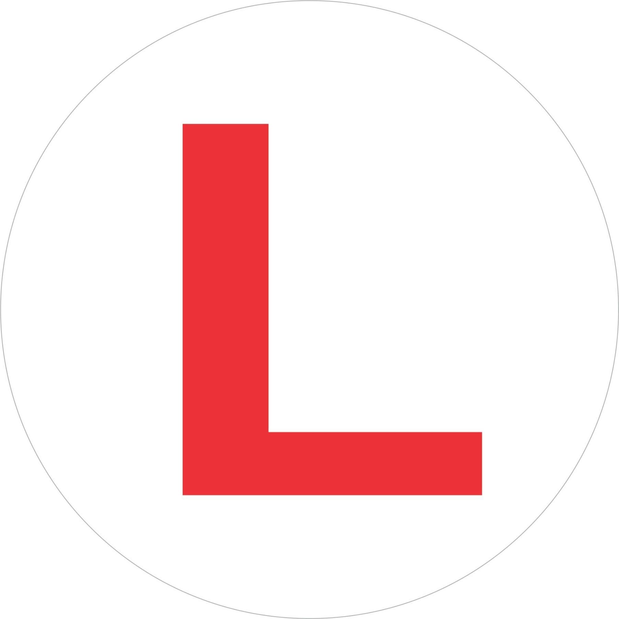 L Sticker for Learners Driving for Car/Bike - RED in White Back Ground ...