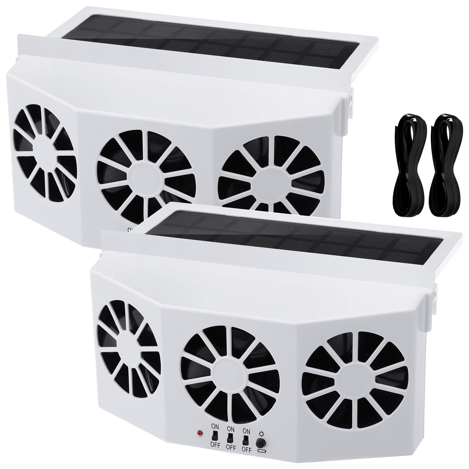 Amazon.com: Tujoe 2 Pack Solar Powered Car Exhaust Fan 3 Fans Car ...