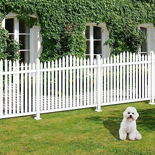 Amazon.com : FLORALEAF Vinyl Picket Fence Panels 84"Wx36"H White Garden ...
