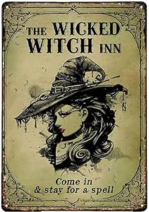Amazon.com: Halloween Decoration Tin Signs Witch The Wicked Witch Inn ...