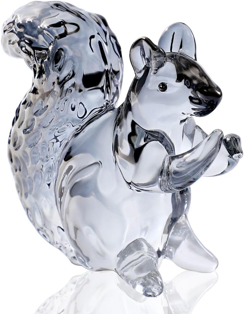 Amazon.com: Crystal Glass Squirrel Figurine Grey Squirrel Decor Statue ...