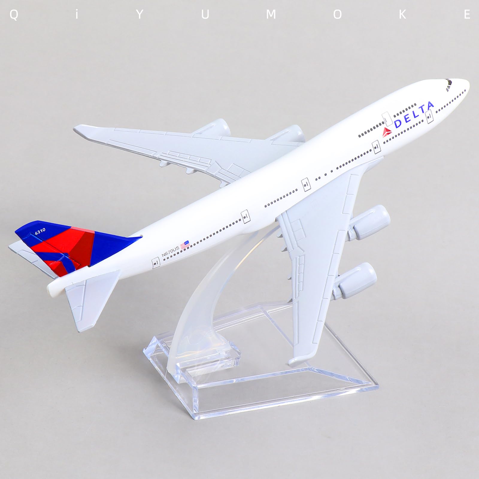 QIYUMOKE Boeing 747 Delta Airlines 1/400 One-piece Diecast Metal ...