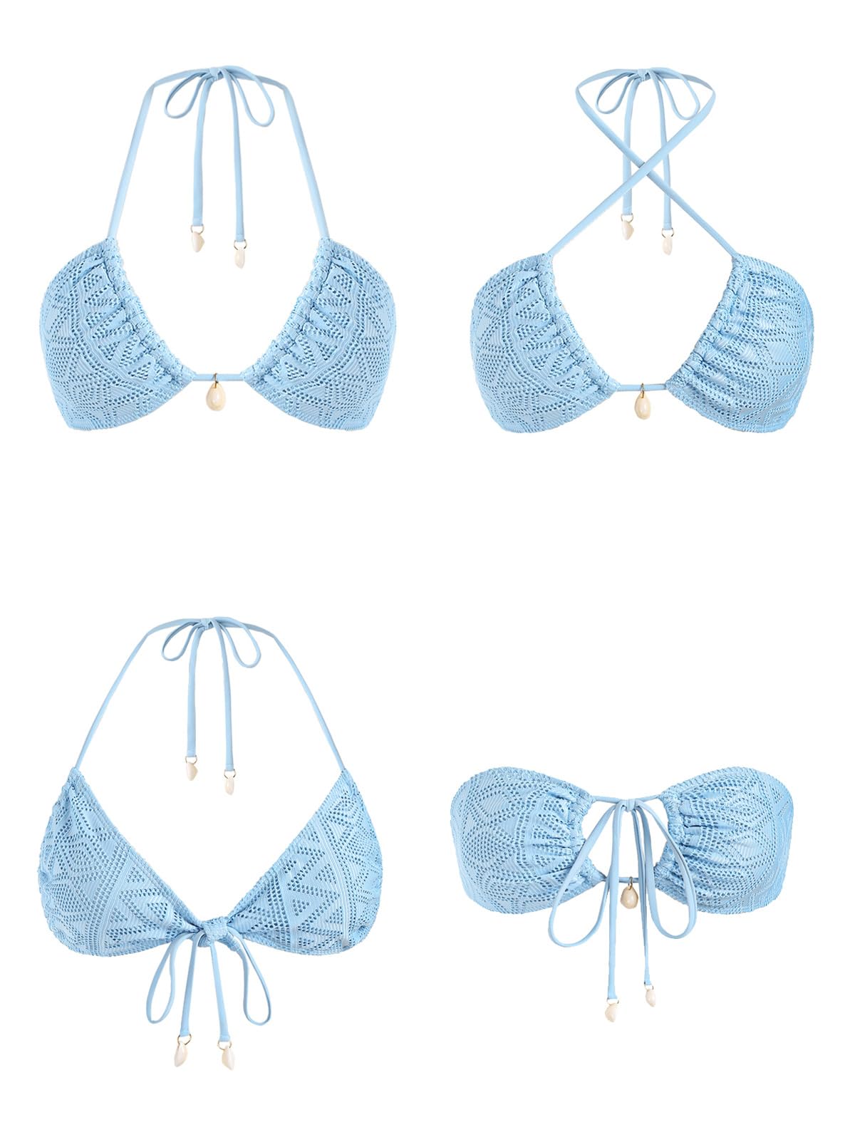 Snapklik.com : ZAFUL Womens Triangle Bikini Multiway Fishnet Tie Side ...