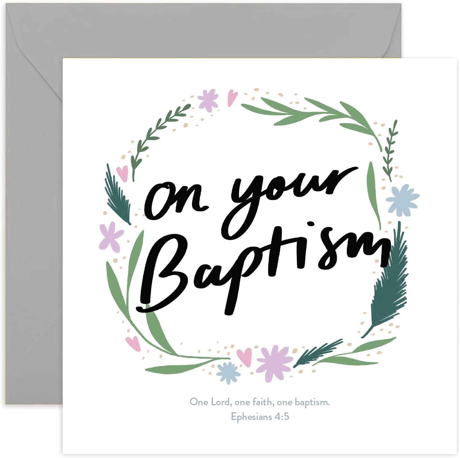 Amazon.com : Old English Co. Cute Baptism Card for Boy or Girl - Floral ...
