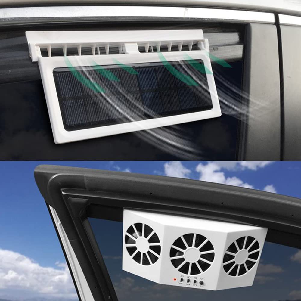 Amazon.com: TOTMOX Solar Car Fan 3 Exhaust Ports Car Window Fan Solar ...