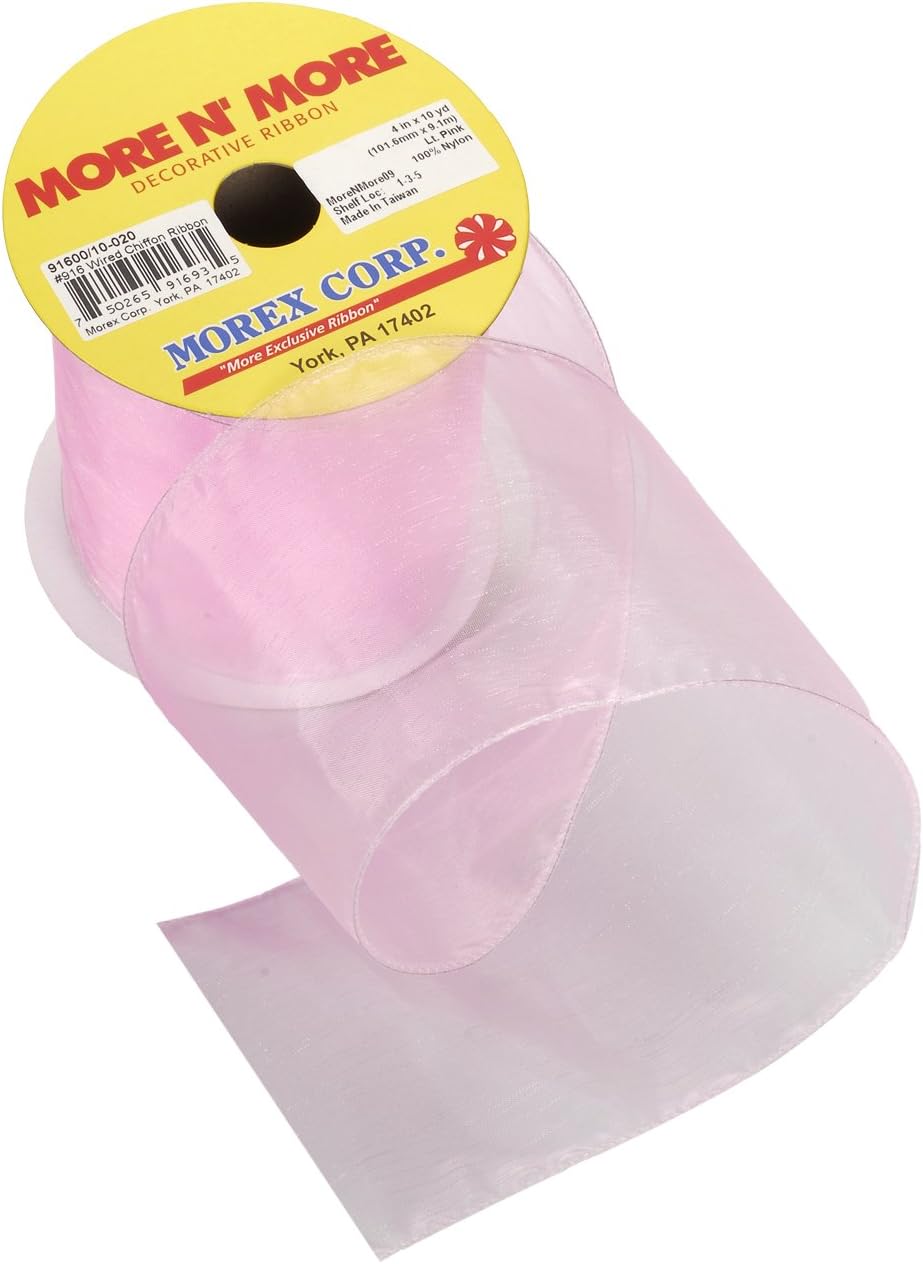 Amazon.com: Morex Ribbon Wired 4-Inch Chiffon Ribbon with 10-Yard Spool ...