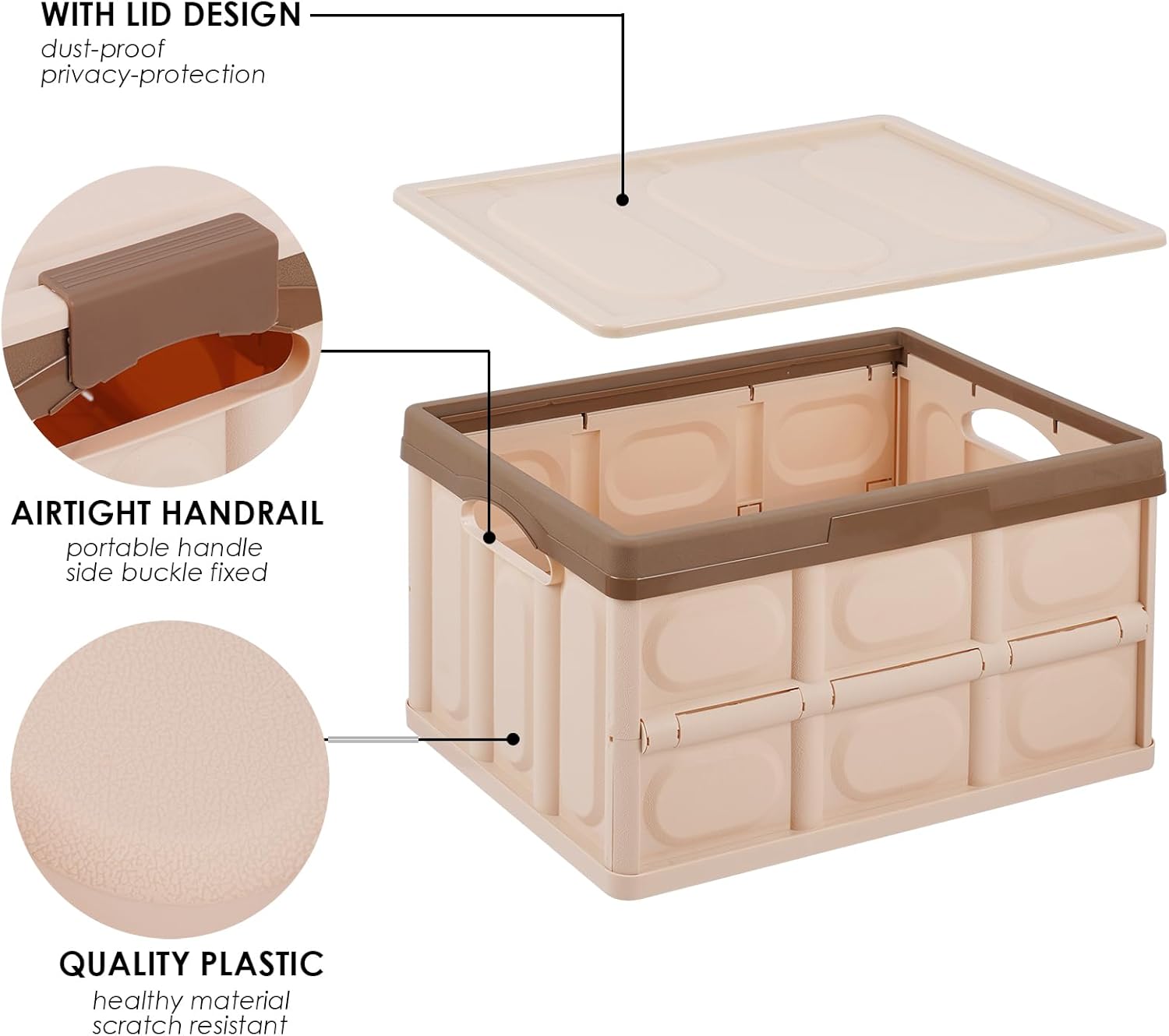 Phyllia Paquete de 2 contenedores de almacenamiento plegables con tapa ...
