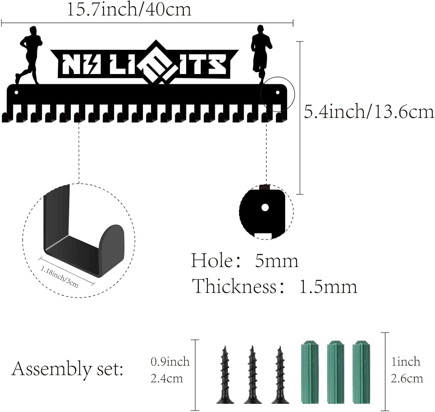 CREATCABIN No Limits Medal Holder Display Hanger Rack Sports Metal Wall ...