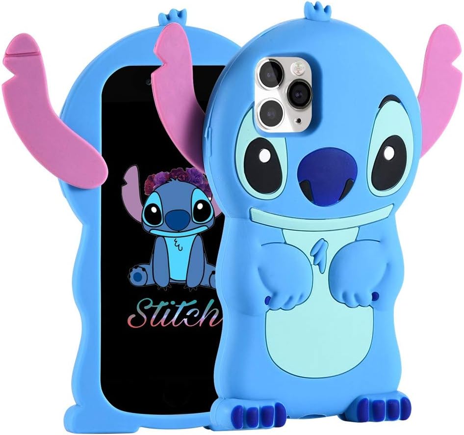 Amazon.com: Lupct Blue Silicone Case for iPhone 11 3D Cartoon Animal ...