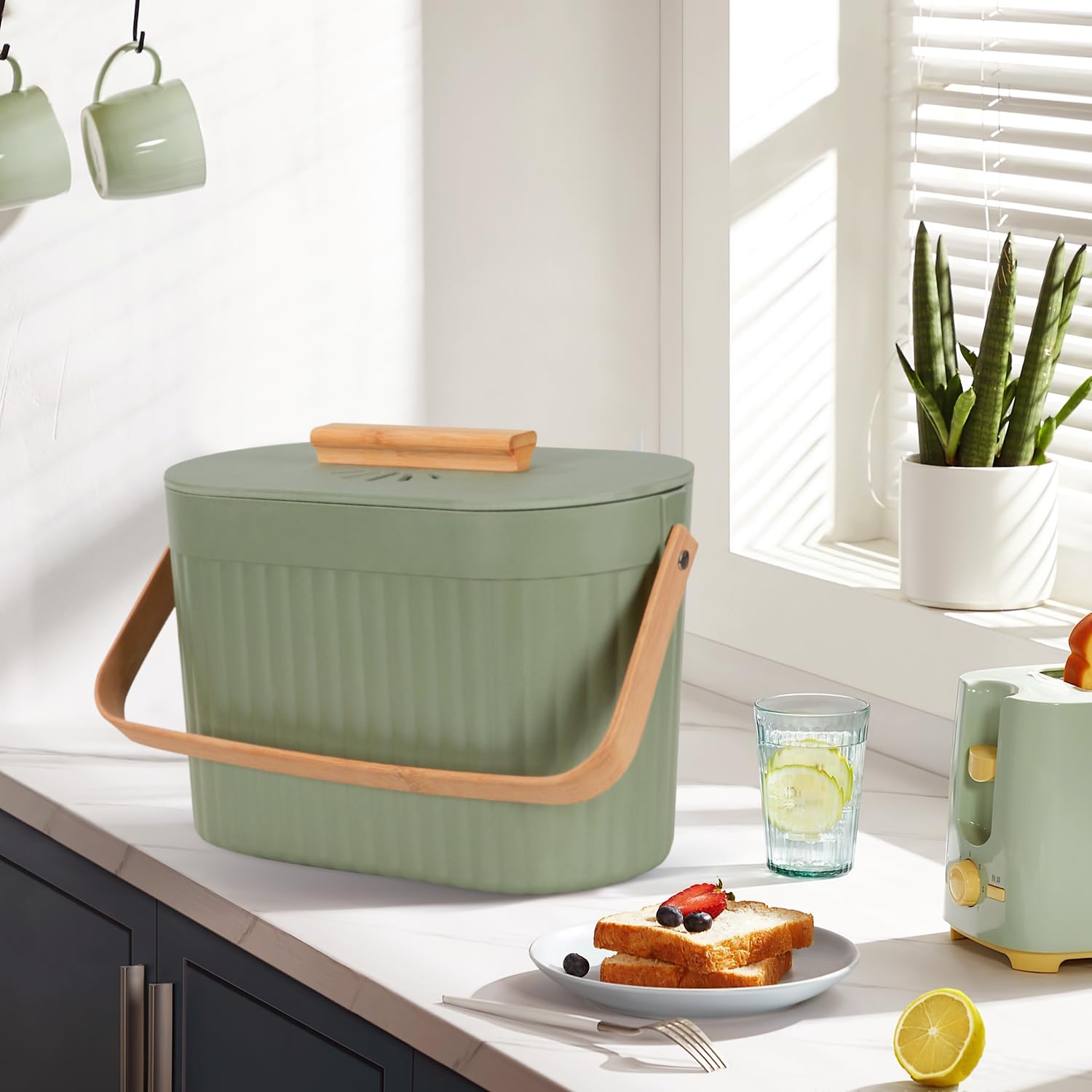 Narrow Kitchen Compost Bin Countertop - Yatmung Odorless Counter Top ...