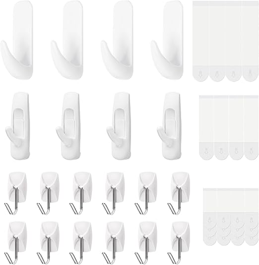 Amazon.com: 20 Hooks for Hanging Variety Pack,Adhesive Wall Hooks Heavy ...