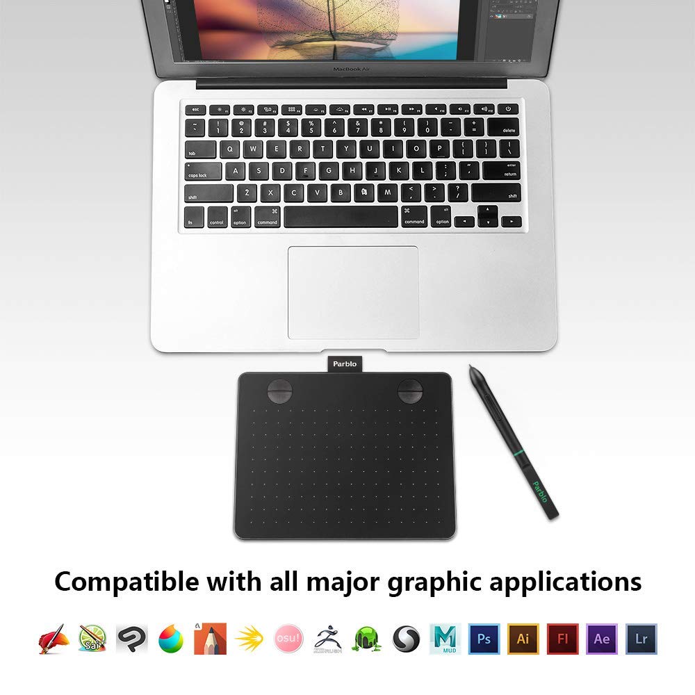 Parblo A640 Drawing Tablet with 8192 Levels Battery-Free Stylus Pen ...