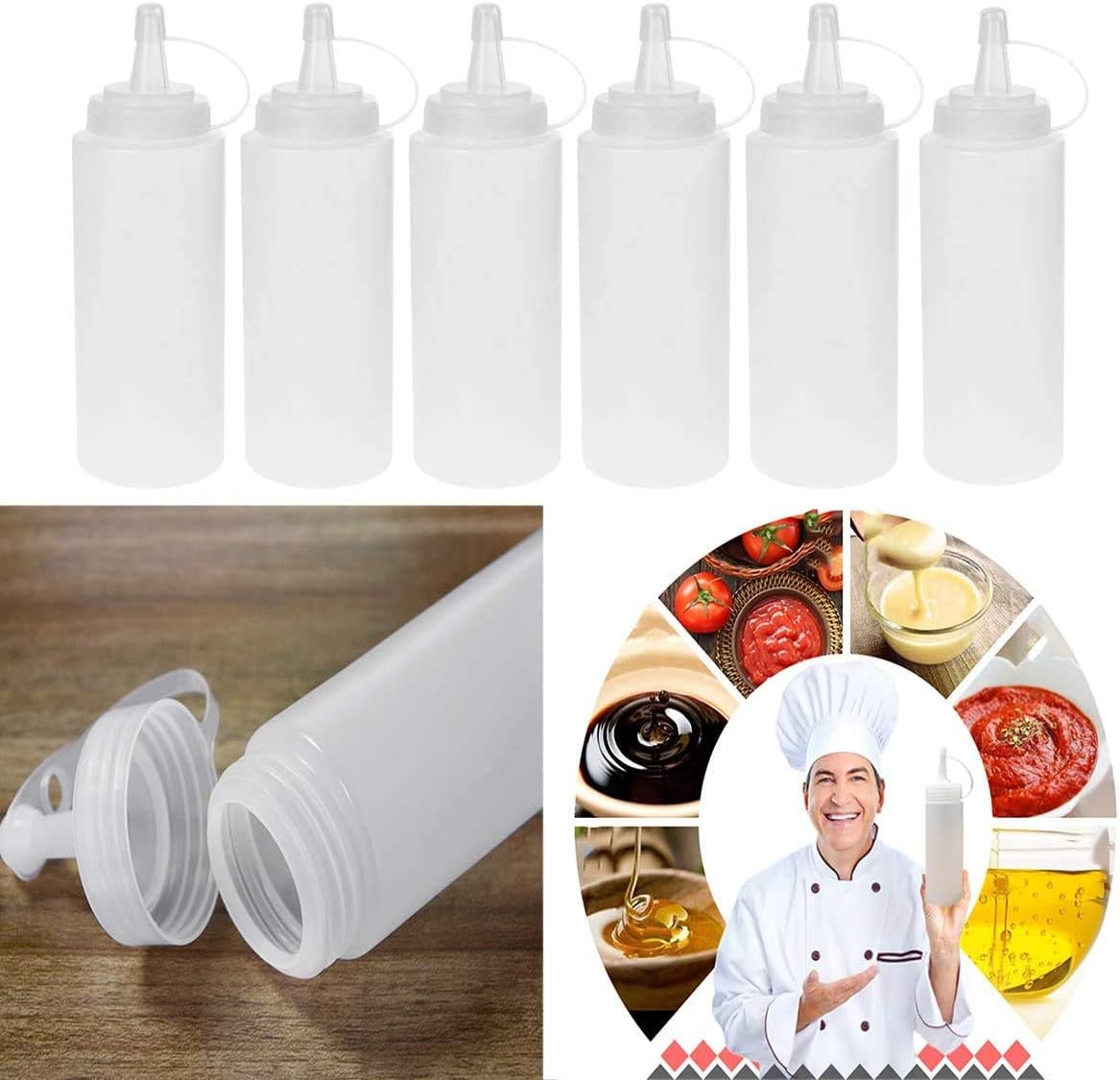 MY 6 botellas de condimentos de 6.8fl oz con dispensadores de ...