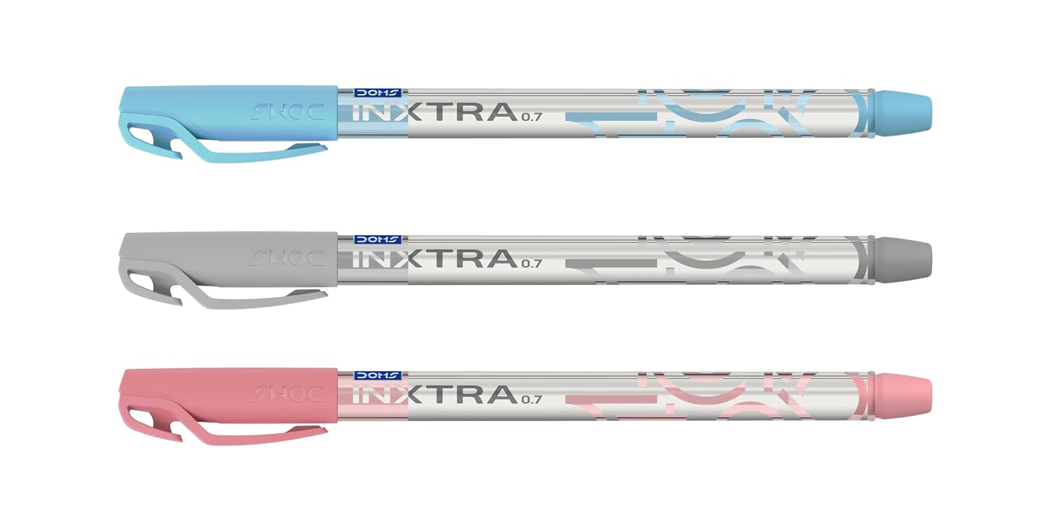 Doms INXTRA 0.7mm BALLPOINT PENS| SOFT RUBBERIZED GRIP FOR COMFORTABLE ...