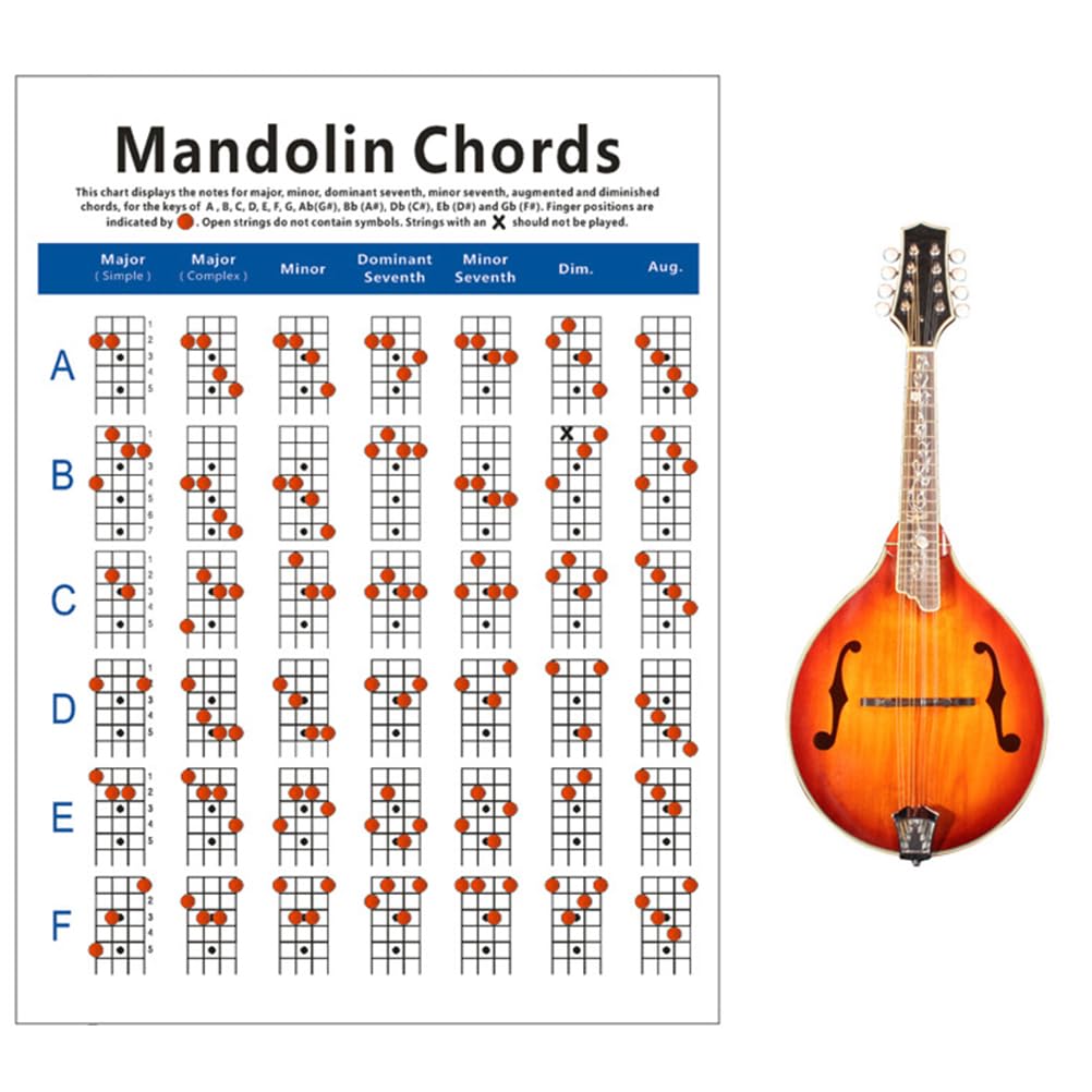 Buy VICASKY Mandolin Chord Chart Poster, Mandolin Note Chart Decals ...